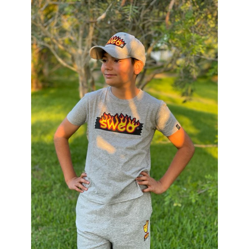 Short Sweo gris Flamme